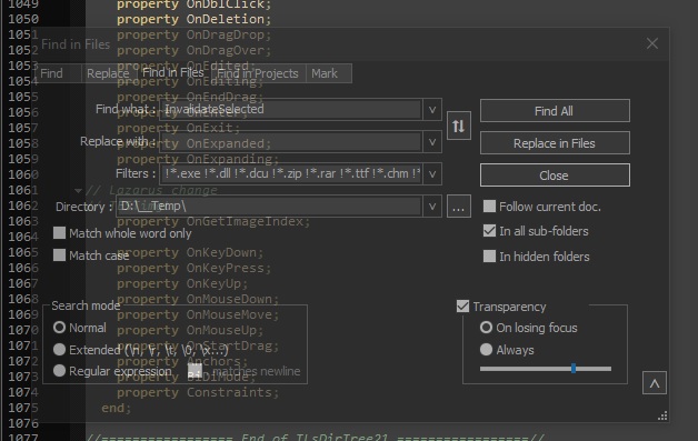 Dark Mode Find In Files Cancel Search Strange Transparency Effect On The Find Dialog Window