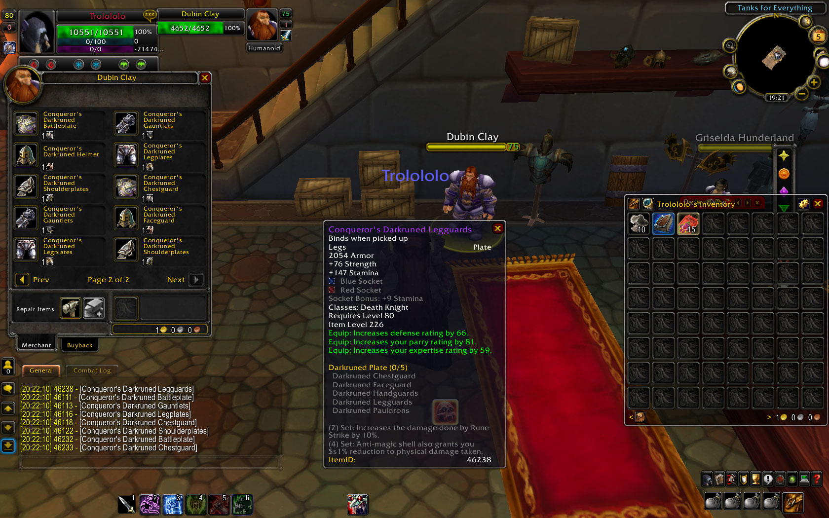 [Item/Loot] DK tier 8 tanking leggings and set bonus · Issue #3562 ...