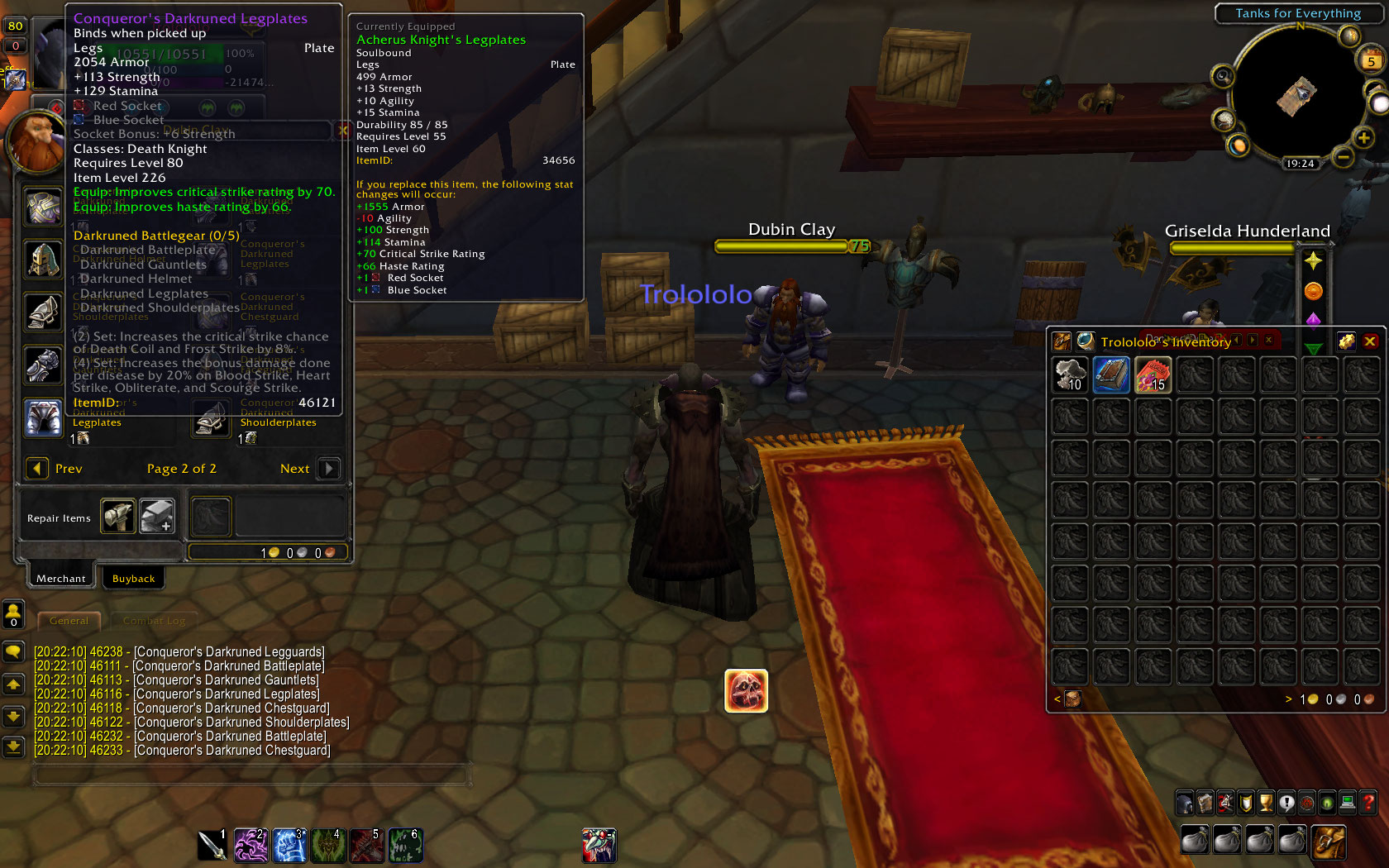 [Item/Loot] DK tier 8 tanking leggings and set bonus · Issue #3562 ...