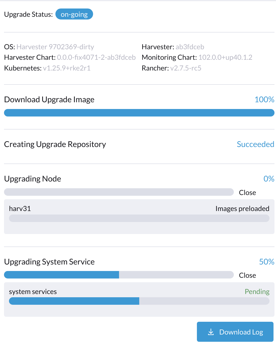 [BUG] Upgrade stucks in `Waiting for RKE2 to be upgraded`, fleet-agent was scaled down, but ...