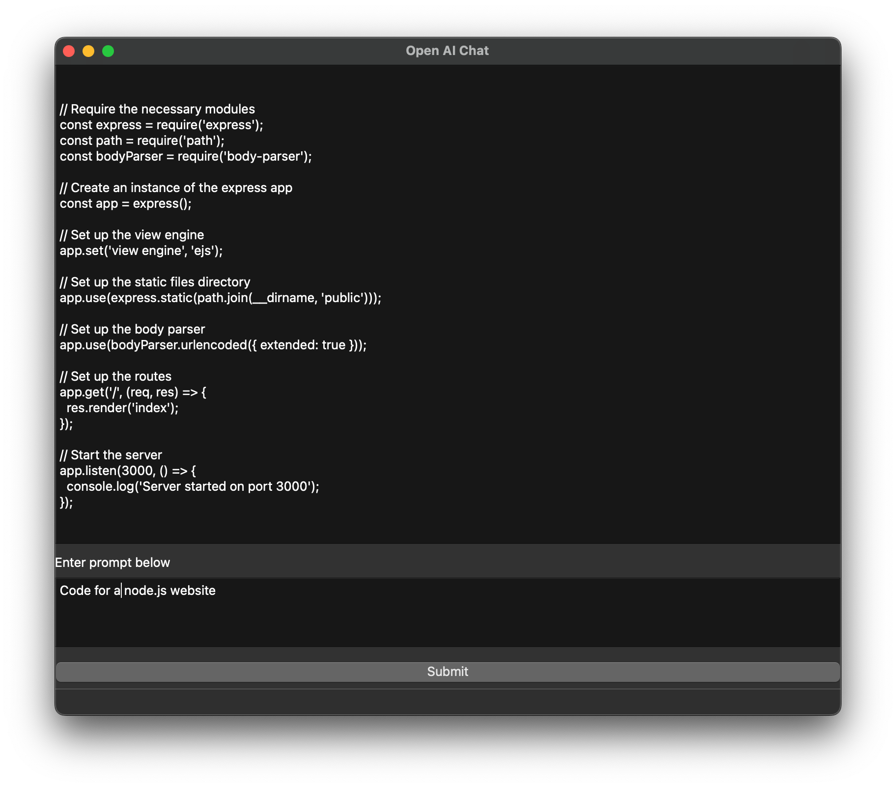 GitHub - sunilpulinthitta/openaichat: Open AI chat interface
