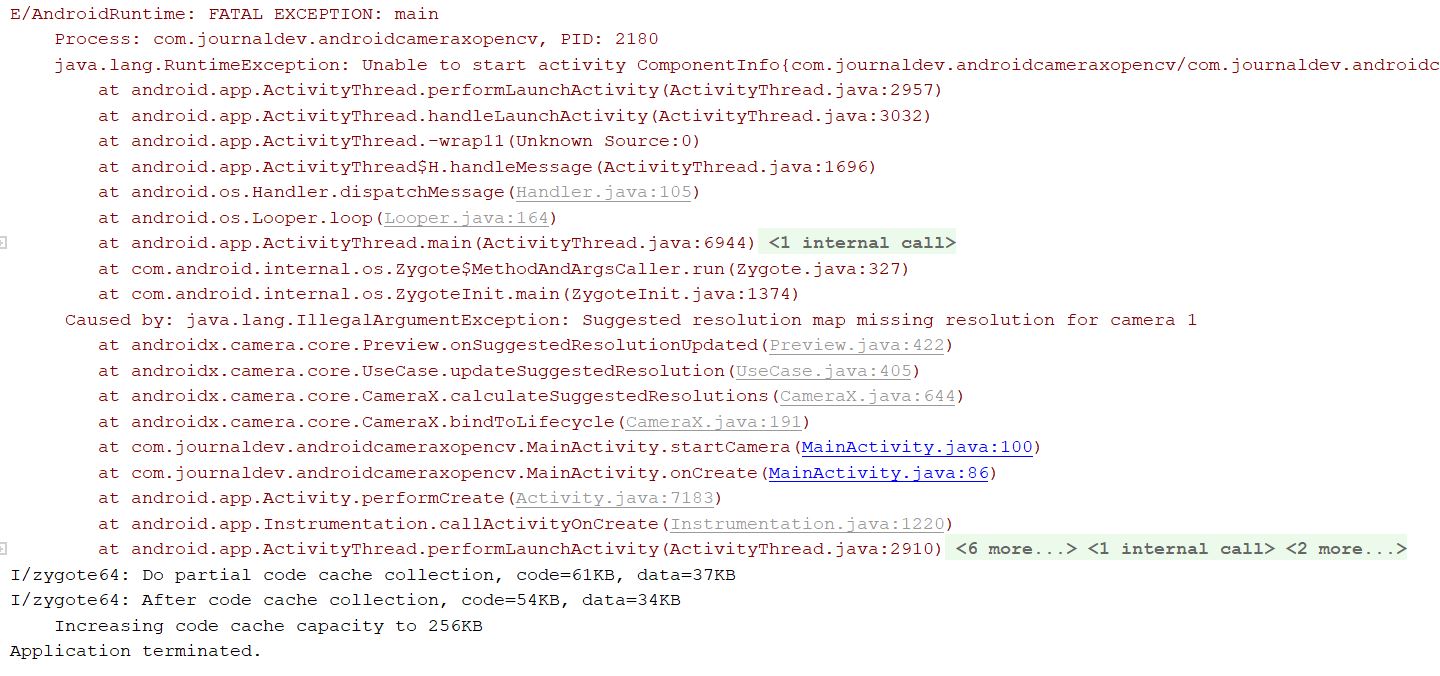 IllegalArgumentException: Suggested resolution map missing resolution for camera 1 · Issue #43 ...