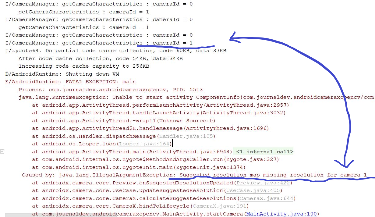 IllegalArgumentException: Suggested resolution map missing resolution for camera 1 · Issue #43 ...