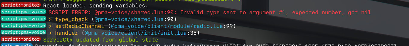 Error after spawning on the map · Issue #329 · AvarianKnight/pma-voice · GitHub