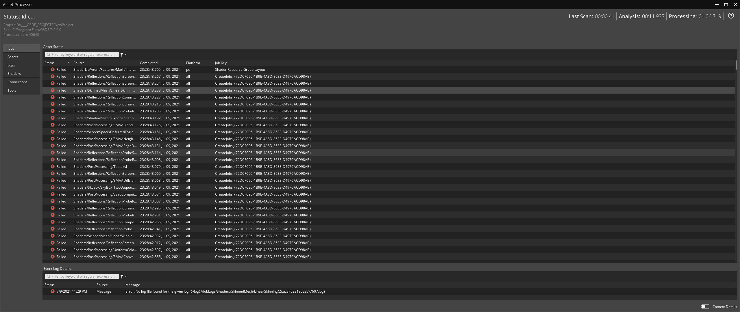 All shaders fail to Process · Issue #2067 · o3de/o3de · GitHub