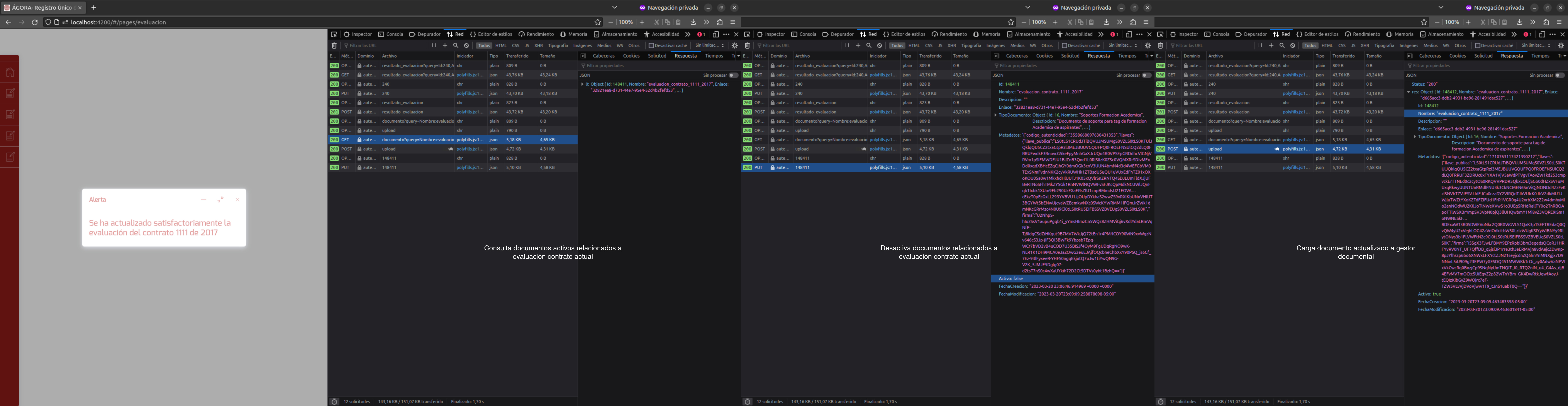 Desarrollo de consulta y guardado de documentos con gestor_documental_mid para Evaluaciones de ...