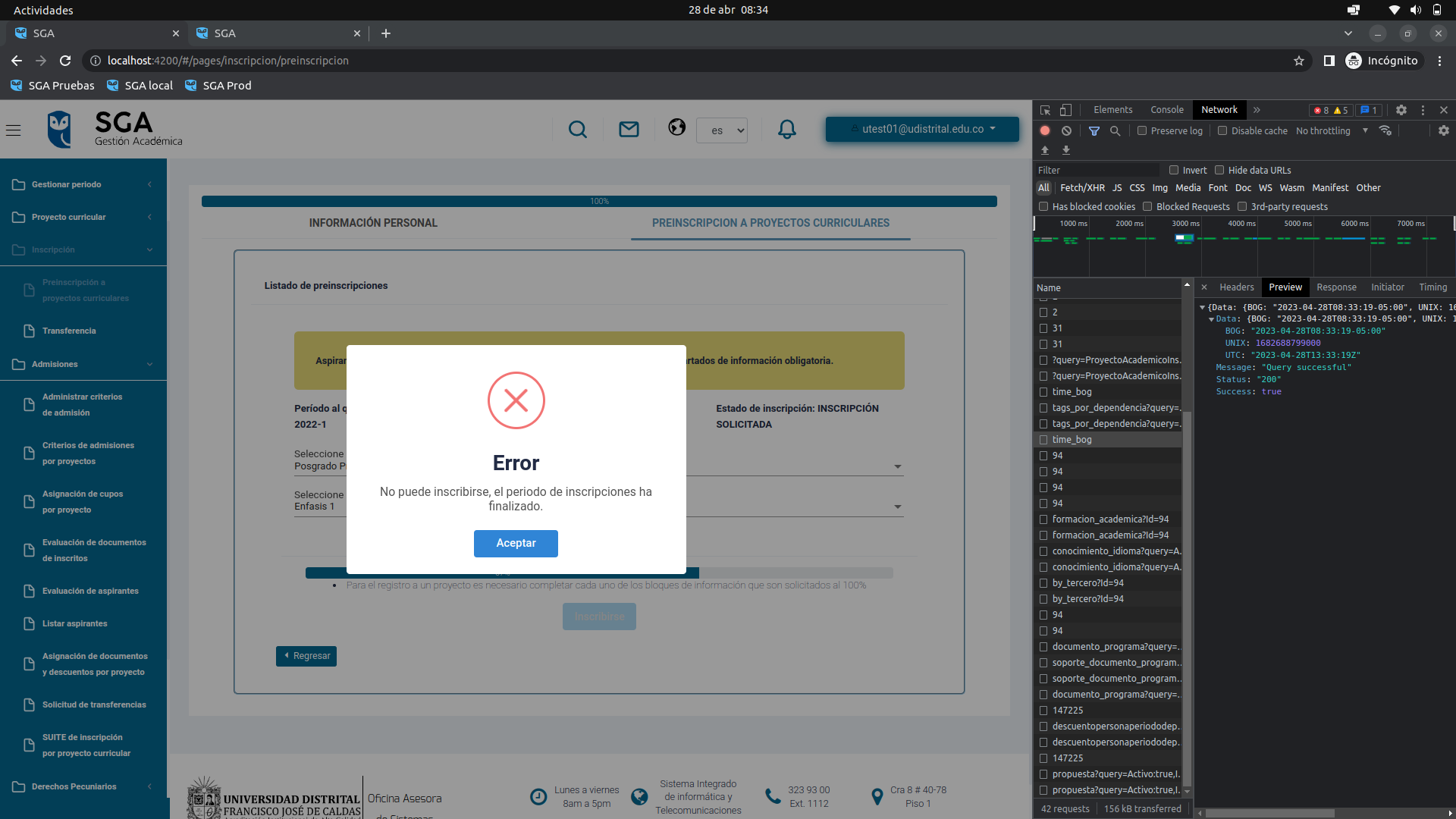 Ajuste de captura de hora para la verificación de fechas de inscripcion con el servidor propio ...