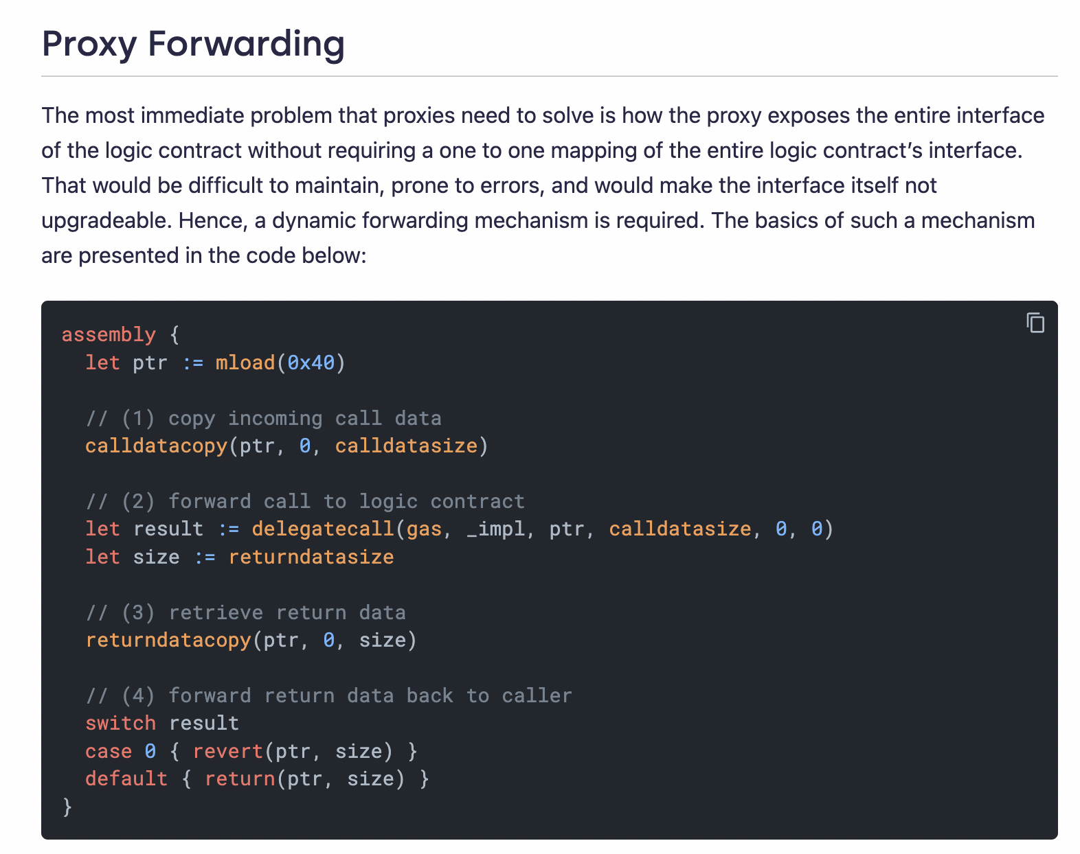 update proxy fallback solidity code snippet for solc 0.8.0 by CJ42 · Pull Request #759 ...