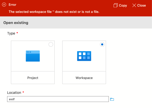 Open existing workspace not updating workspace location correctly · Issue #13857 · microsoft ...