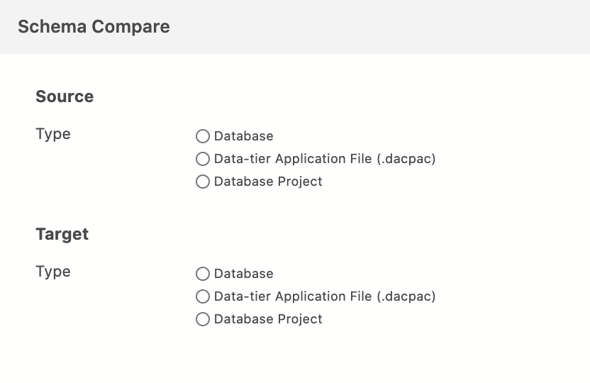 No Default Selected Radio Buttons In Schema Compare Dialog Issue No Default Selected Radio Buttons In Schema Compare Dialog Issue