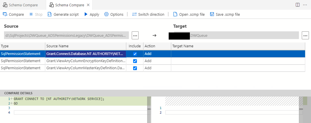 Schema Compare Project To Db Shows Differences In Ads But Not In Ssdt · Issue 20821