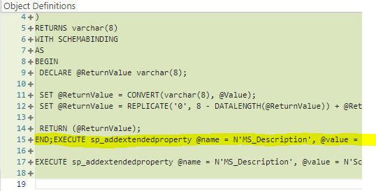 Fix schema compare formatting of scripts in diff · Issue #5419 · microsoft/azuredatastudio · GitHub