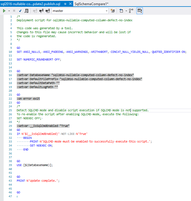 Schema compare with no changes says Generate script succeeded but nothing is opened · Issue ...