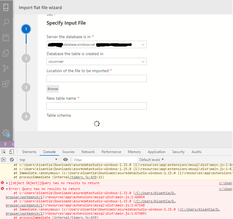 SQL Import hangs when loading table schema for Azure db · Issue #9076 · microsoft ...