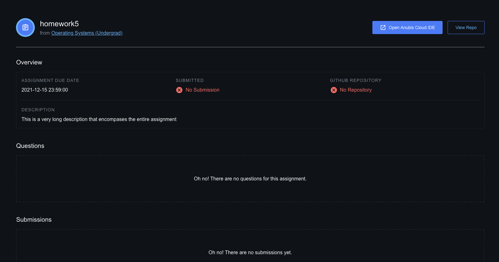 BUG Missing `Create assignment repo` button in the new frontned · Issue #317 · AnubisLMS/Anubis ...
