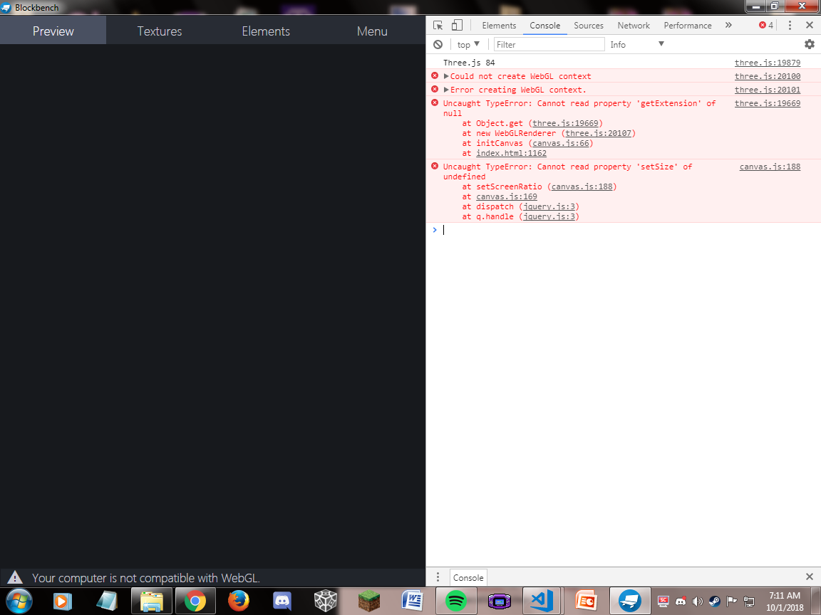 Your computer is not compatible with WebGL · Issue #137 · JannisX11/blockbench · GitHub