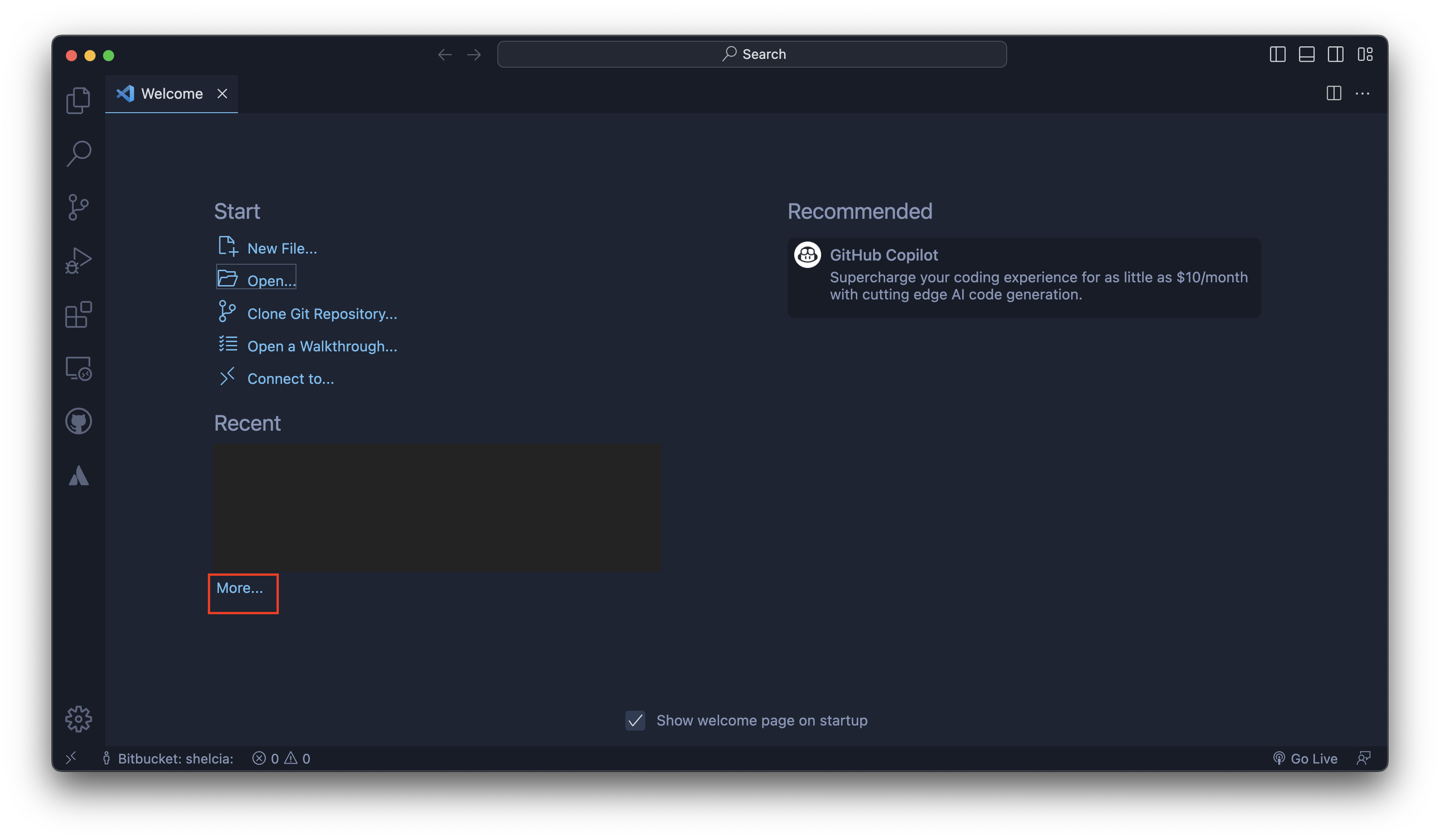 Clicking on 'More' in new window doesn't work on MacOS · Issue #190675 · microsoft/vscode · GitHub