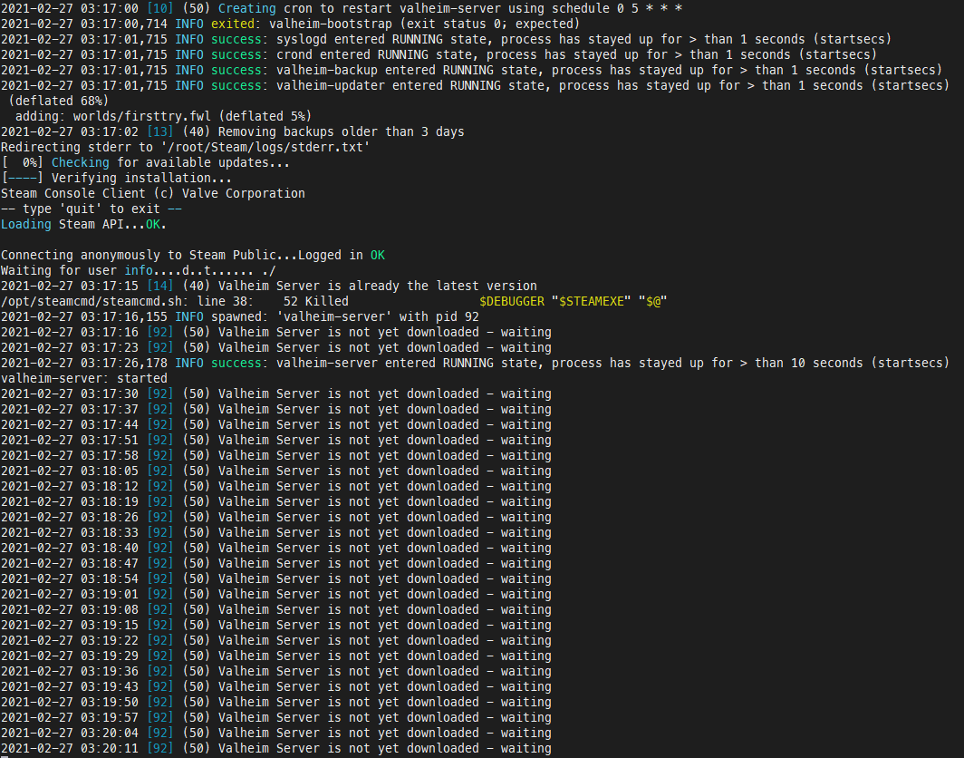Steamcmd Killed When Booting The Server For The First Time · Issue 113 · Lloesche Valheim