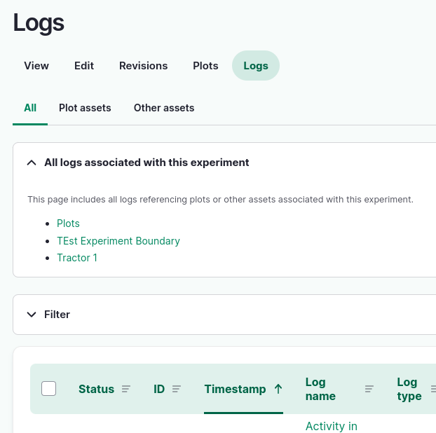 Experiment Module: Add separate views of experiment logs in secondary ...