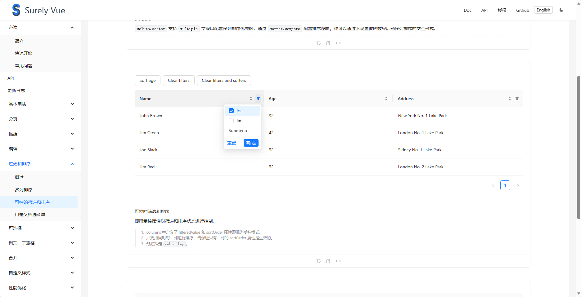 4.0.10 版本 可控的筛选没有生效 · Issue #169 · surely-vue/surely-table · GitHub