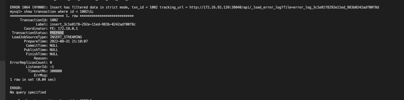 Abort insert into txn if filter data in strict mode · Issue #10656 · StarRocks/starrocks · GitHub