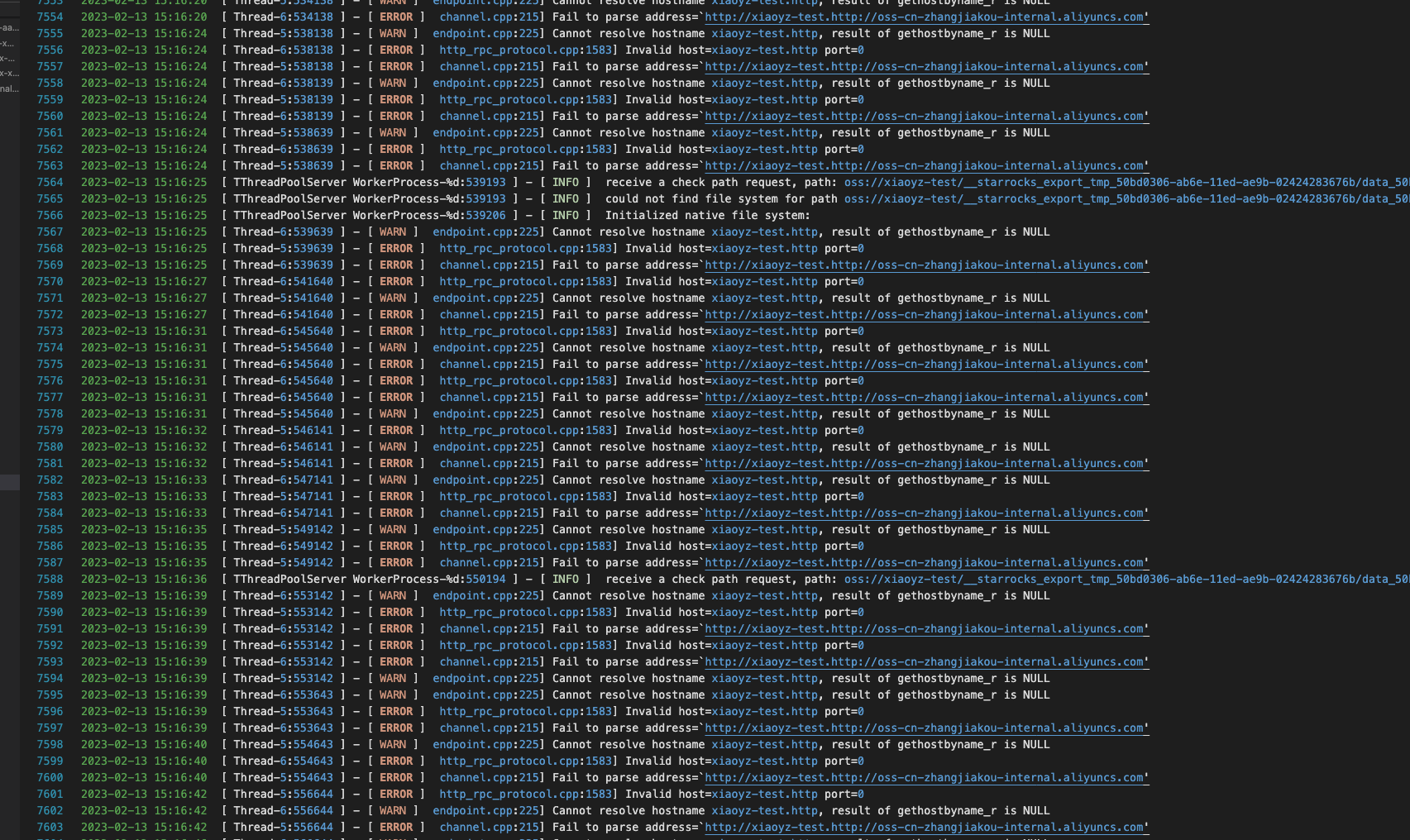 OSS stuck in listPath after adding http:// to endpoint · Issue #17726 · StarRocks/starrocks · GitHub