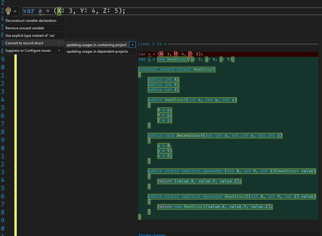 `Convert to record struct` should not partially duplicate record's features · Issue #54897 ...
