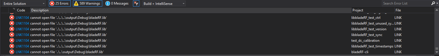 Compiling failed libbladerf in Windows 10, VS 2017 · Issue #817 · Nuand/bladeRF · GitHub