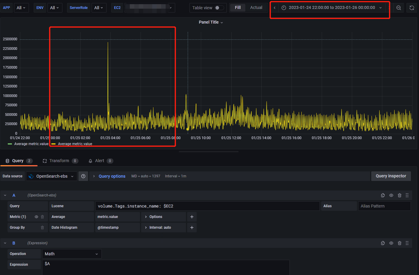 When my query uses expression and the time filter contains 0 to 8 hours of the day, there is no ...