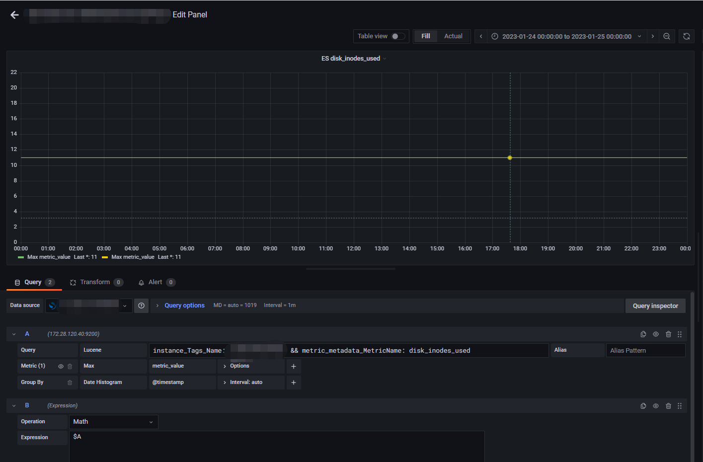 When my query uses expression and the time filter contains 0 to 8 hours of the day, there is no ...