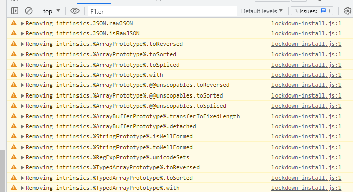 clarification on LavaMoat/SNOW informationals in console · Issue #11900 · MetaMask/eth-phishing ...