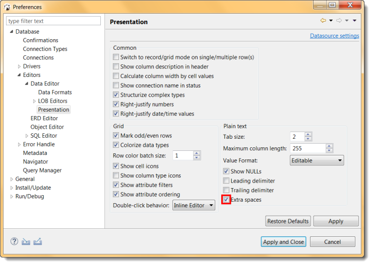 DBeaver: The new formatting of the Plain Text View does not add any ...