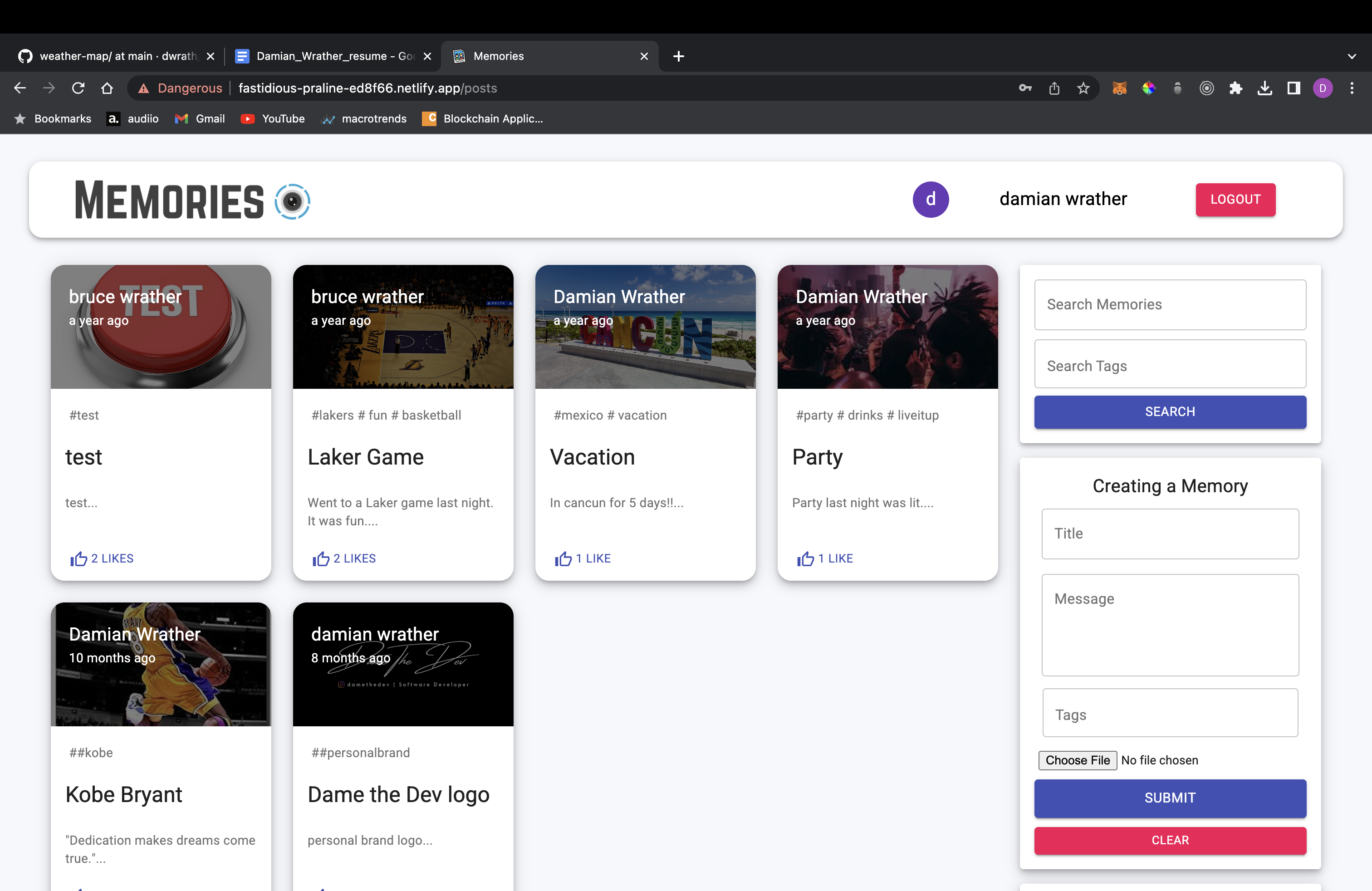 GitHub - dwrath/memories-social-media-app