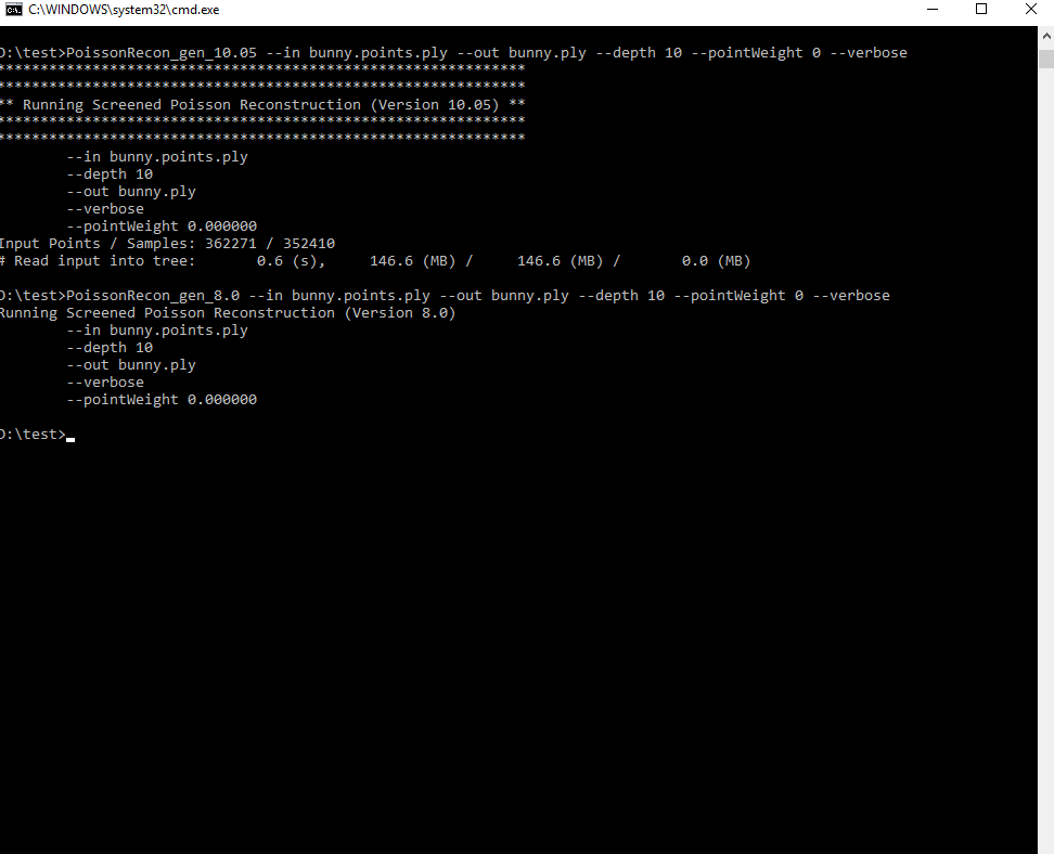 Doesn't get output file with version above or equal 9.0 · Issue #93 · mkazhdan/PoissonRecon · GitHub