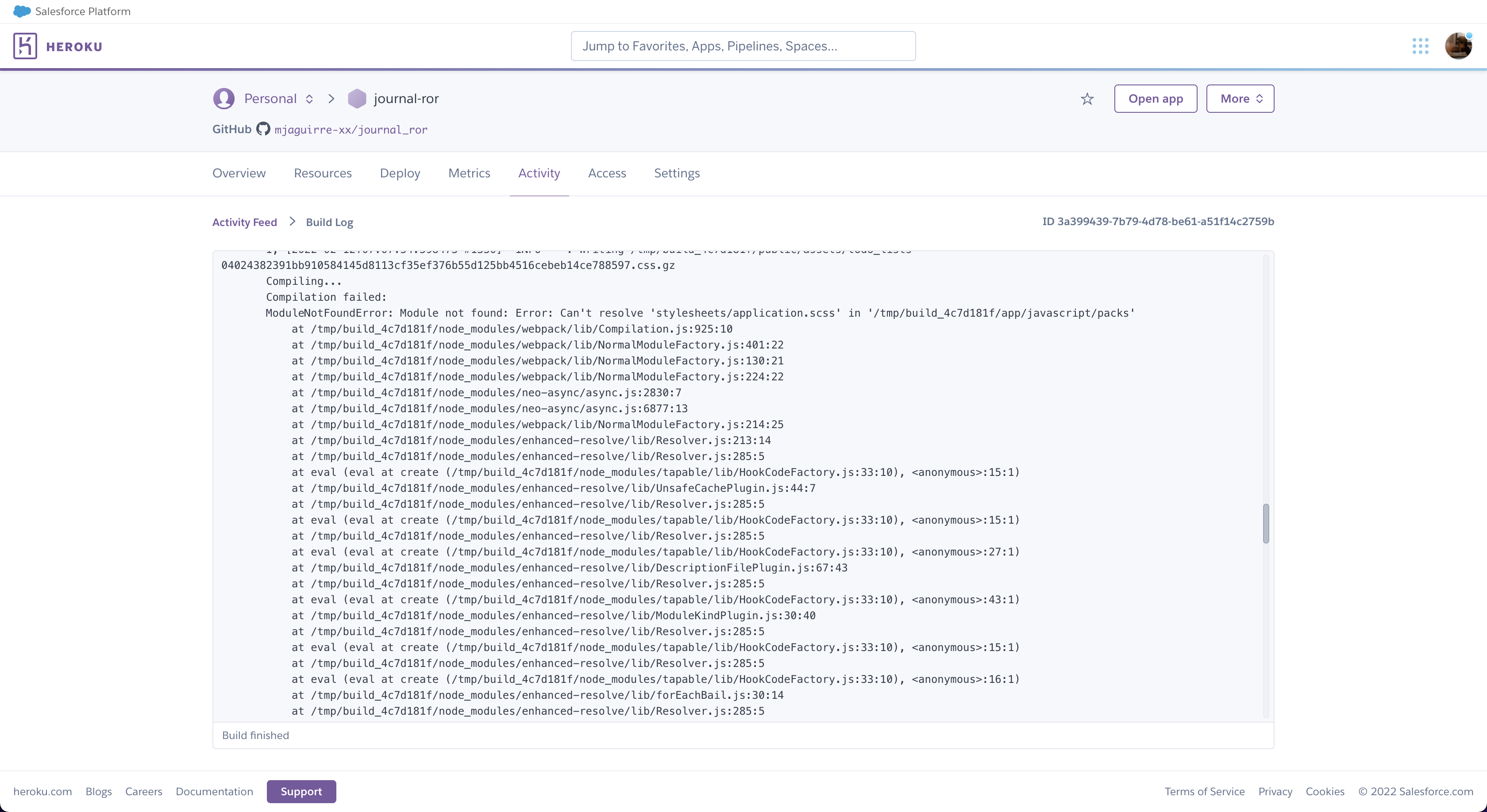 Module not found: Error: Can't resolve 'stylesheets/application.scss' · avionschool batch14-fe ...