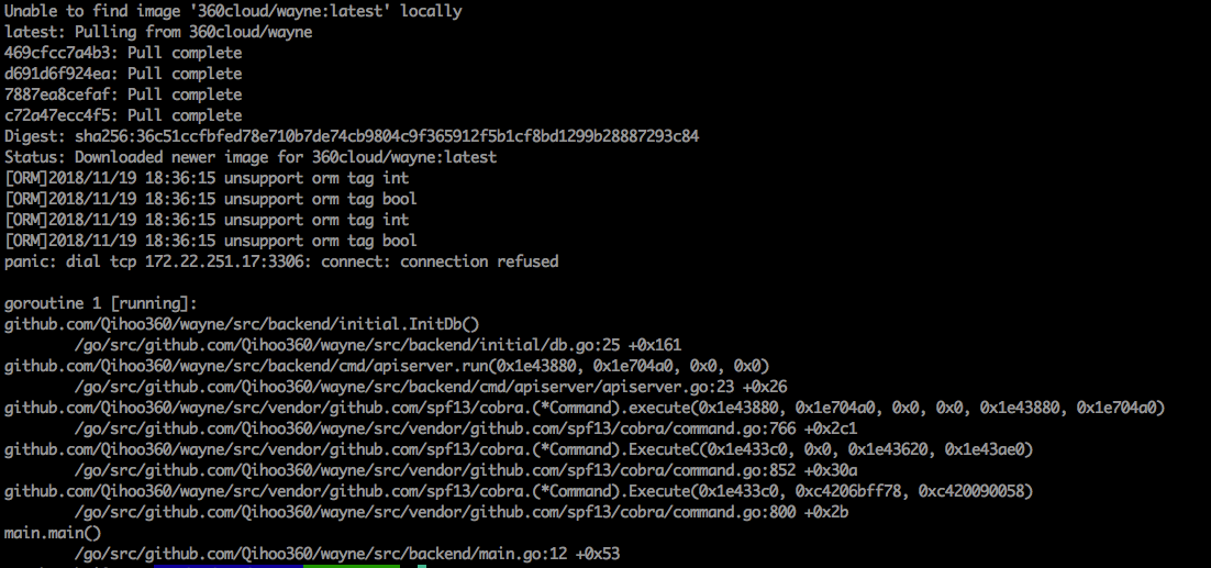 panic: dial tcp 127.0.0.1:3306: connect: connection refused · Issue #3 · Qihoo360/wayne · GitHub