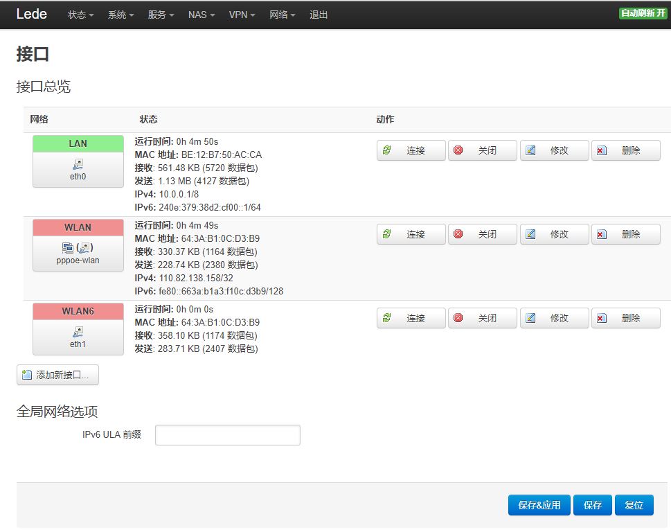 ipv6无法显示虚拟动态接口 · Issue #3842 · coolsnowwolf/lede · GitHub