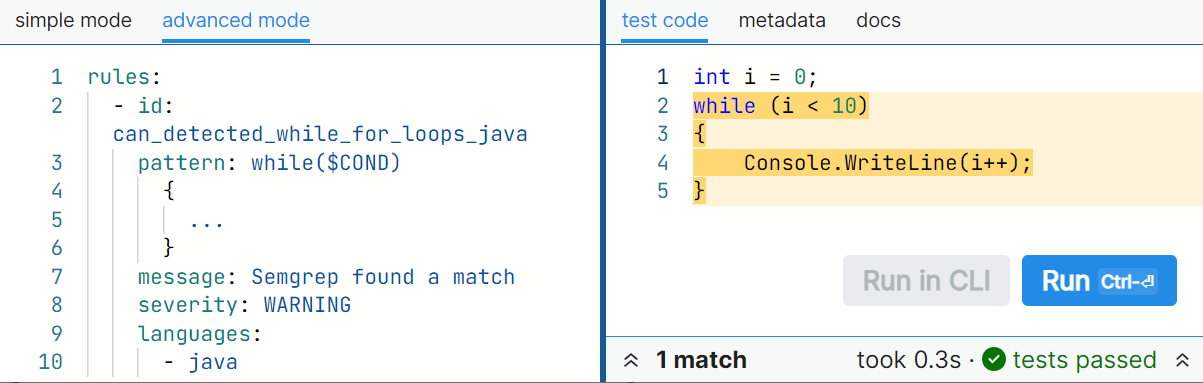 C#: loops seemingly cannot be matched through patterns · Issue #6568 · semgrep/semgrep · GitHub