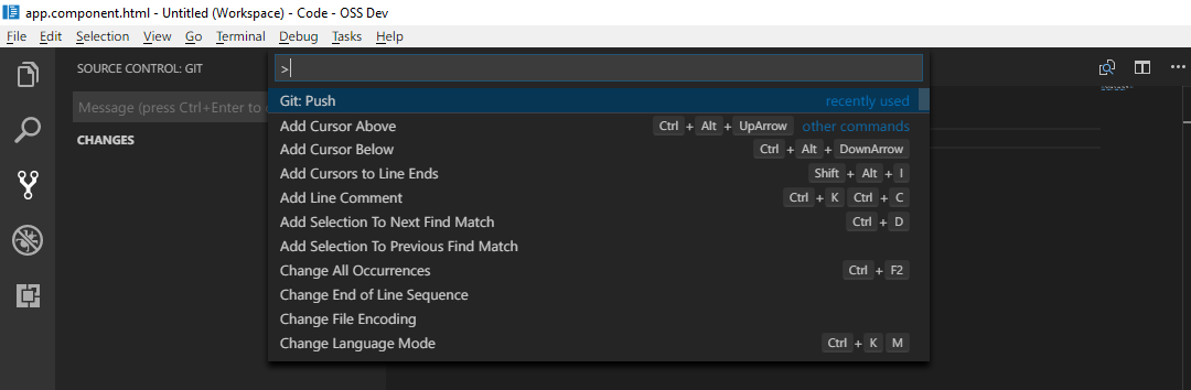 Git icon not "spinning" when pushing from command palette · Issue #51677 · microsoft/vscode · GitHub