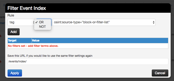Unable To Filter Using Boolean And In Event Filter · Issue 2726 · Mispmisp · Github