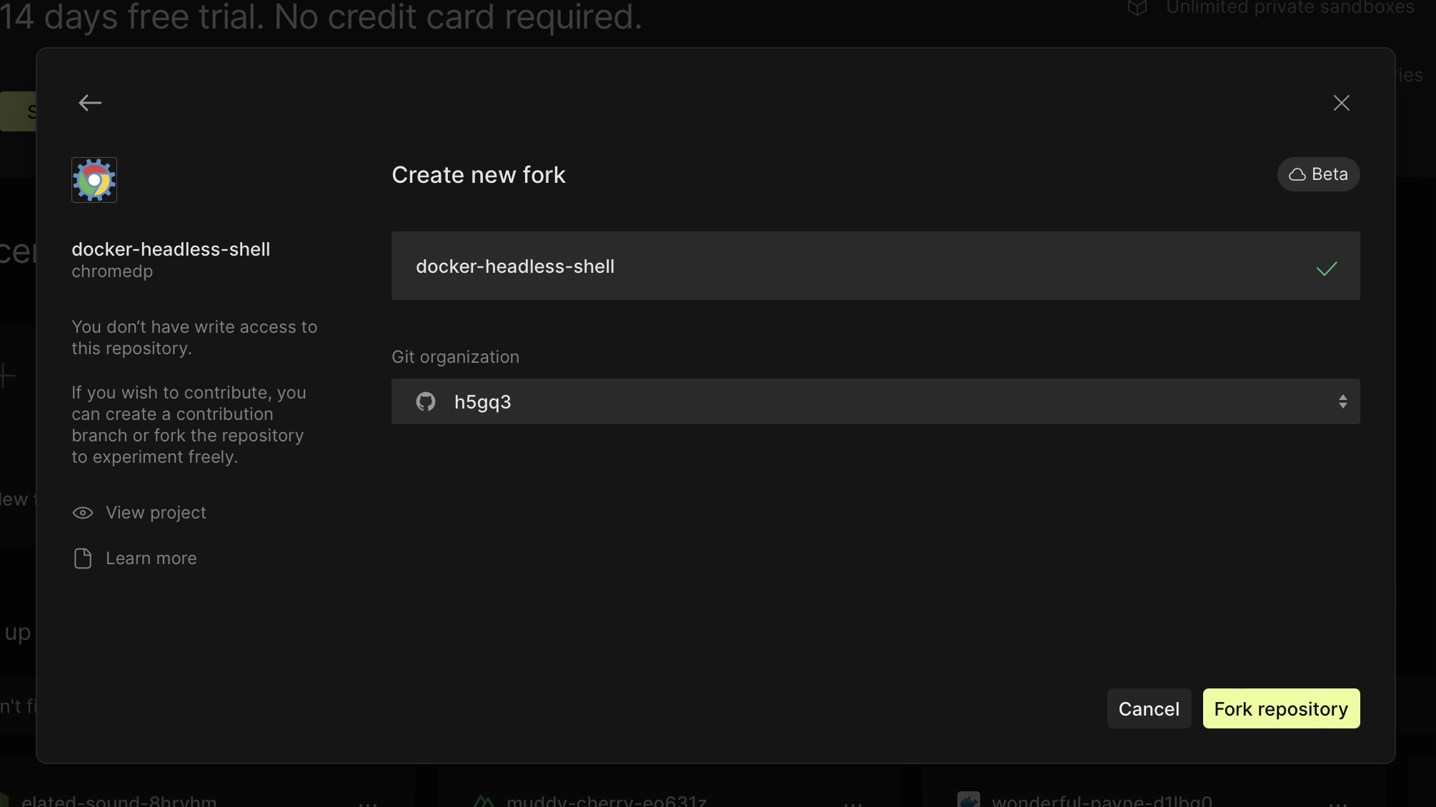 Failed to fork repository · Issue #7510 · codesandbox/codesandbox-client · GitHub