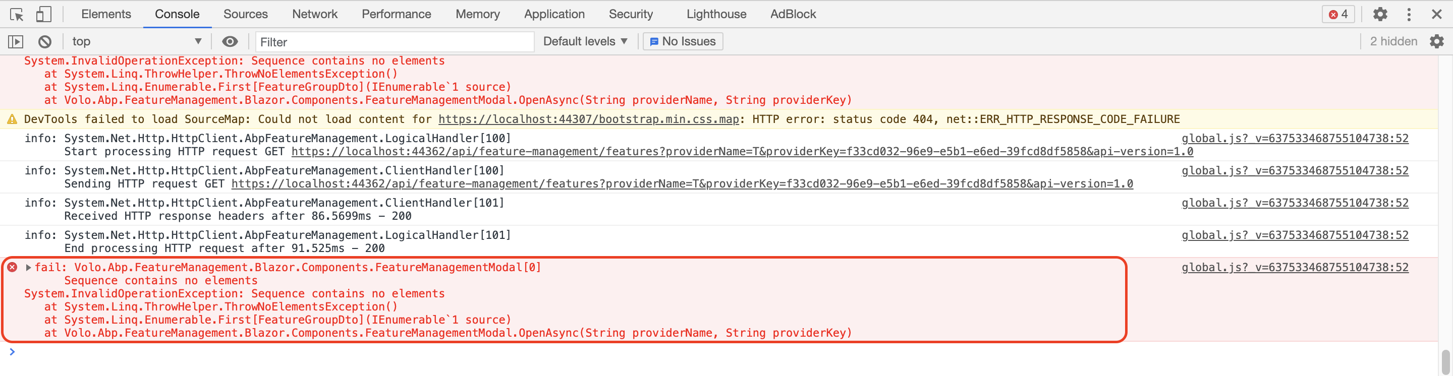 I get an error when I want to manage Tenant's features in Blazor template · Issue #9207 ...