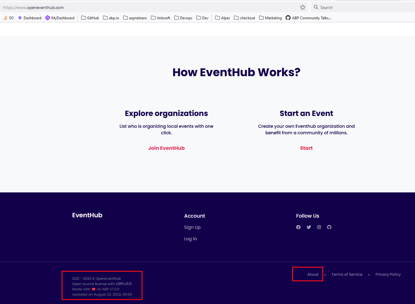 Add ABP Framework version to footer · Issue #122 · abpframework/eventhub · GitHub