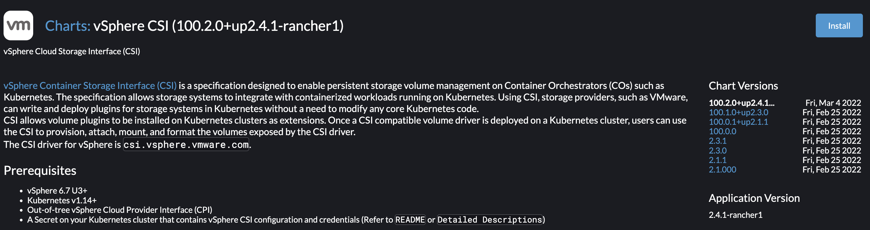 vSphere CPI and CSI charts are not visible in rancher/charts and independent rancher/vsphere ...
