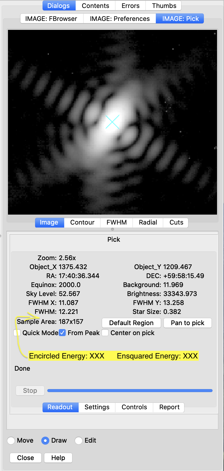 Adding encircled and ensquared energy to Pick plugin · Issue #933 · ejeschke/ginga · GitHub