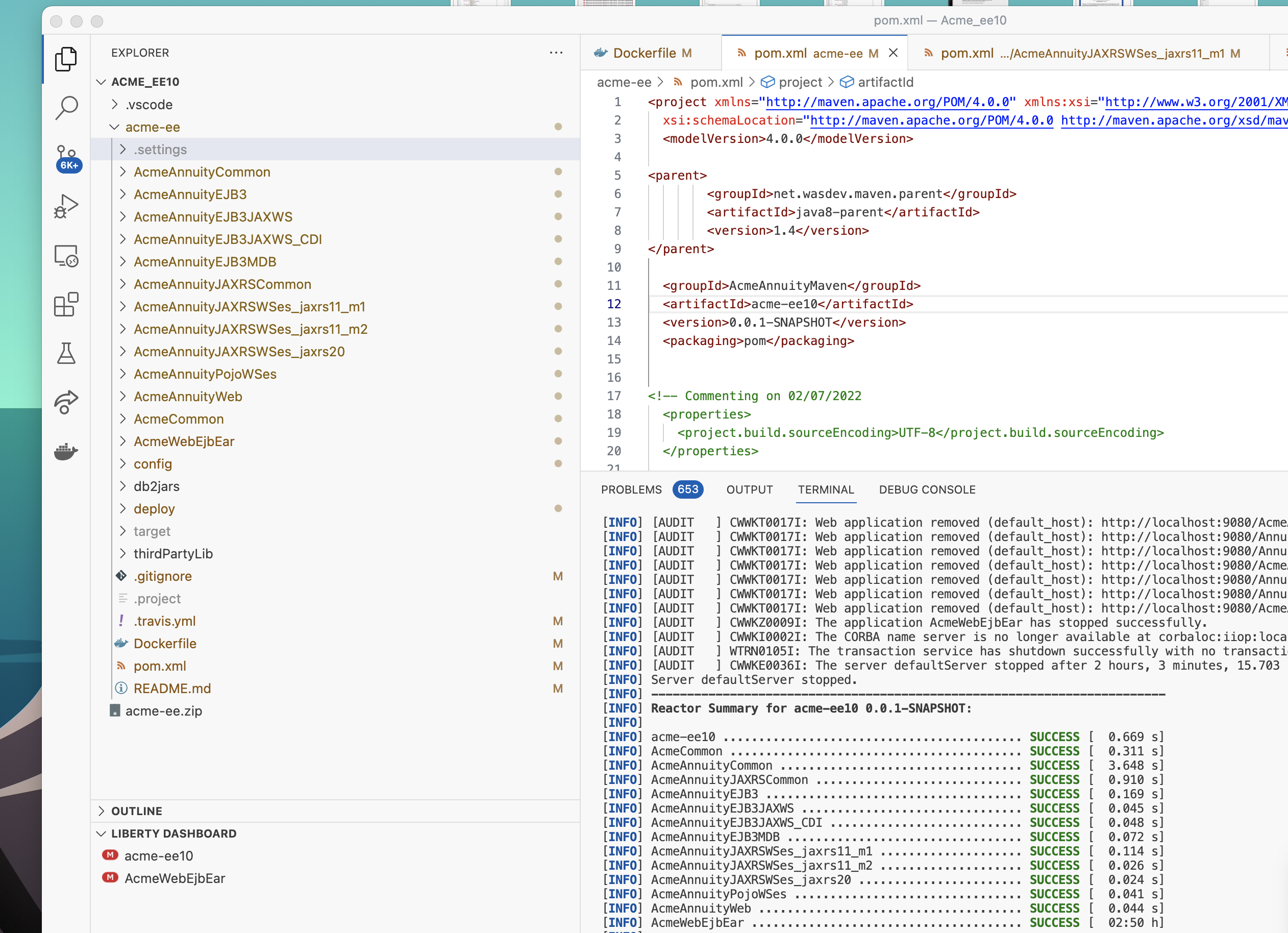 SVT:Cannot start one of the projects in Acme in the Liberty Dashboard ...
