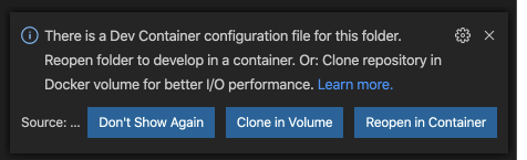 Reopen notification mentions folder contains dev container config, even in the repo container ...