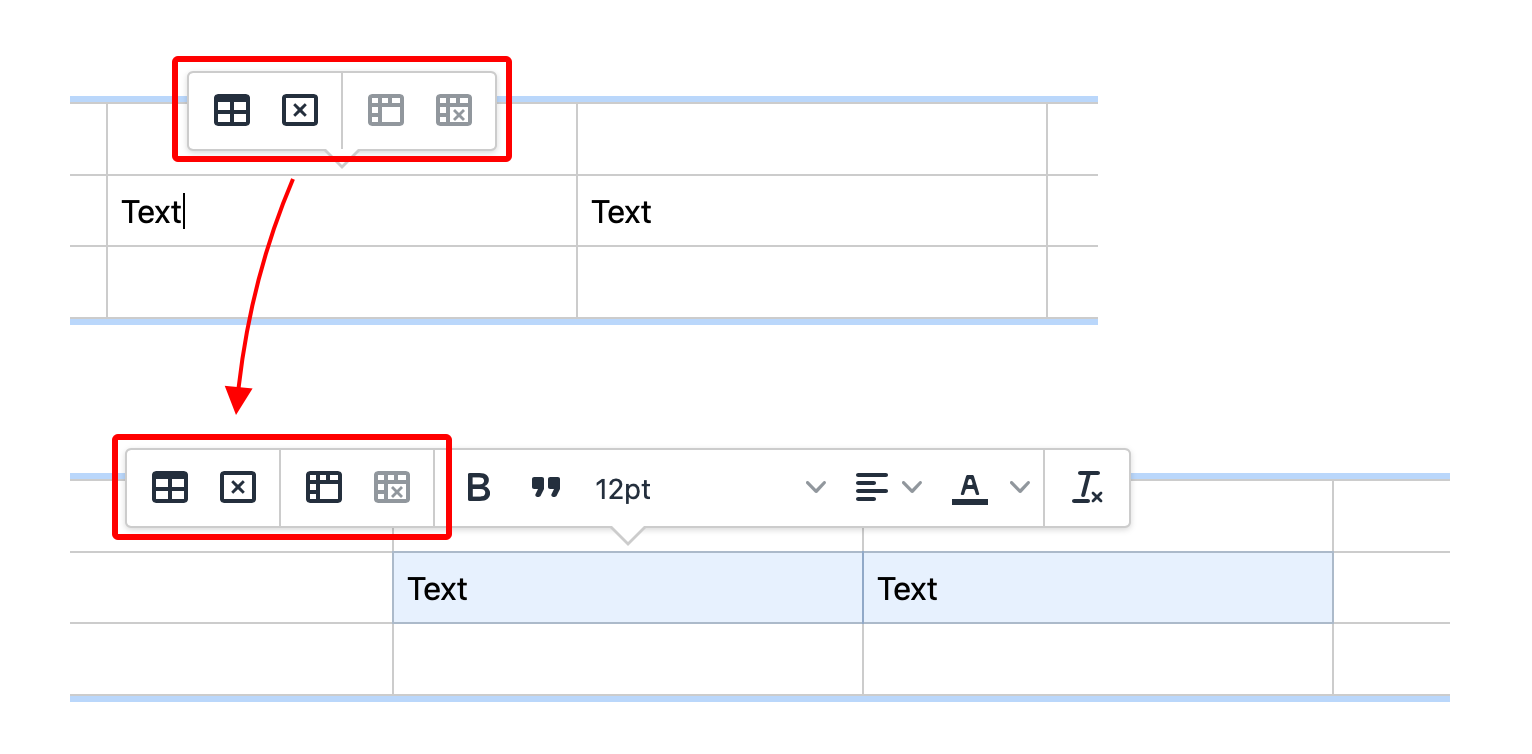 In The Table Quickbarsselectiontoolbar And Tabletoolbar Attributes 