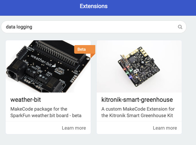 Keyword search for data logging extension · Issue #4357 · microsoft/pxt-microbit · GitHub