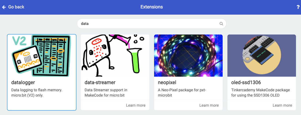 Keyword search for data logging extension · Issue #4357 · microsoft/pxt-microbit · GitHub